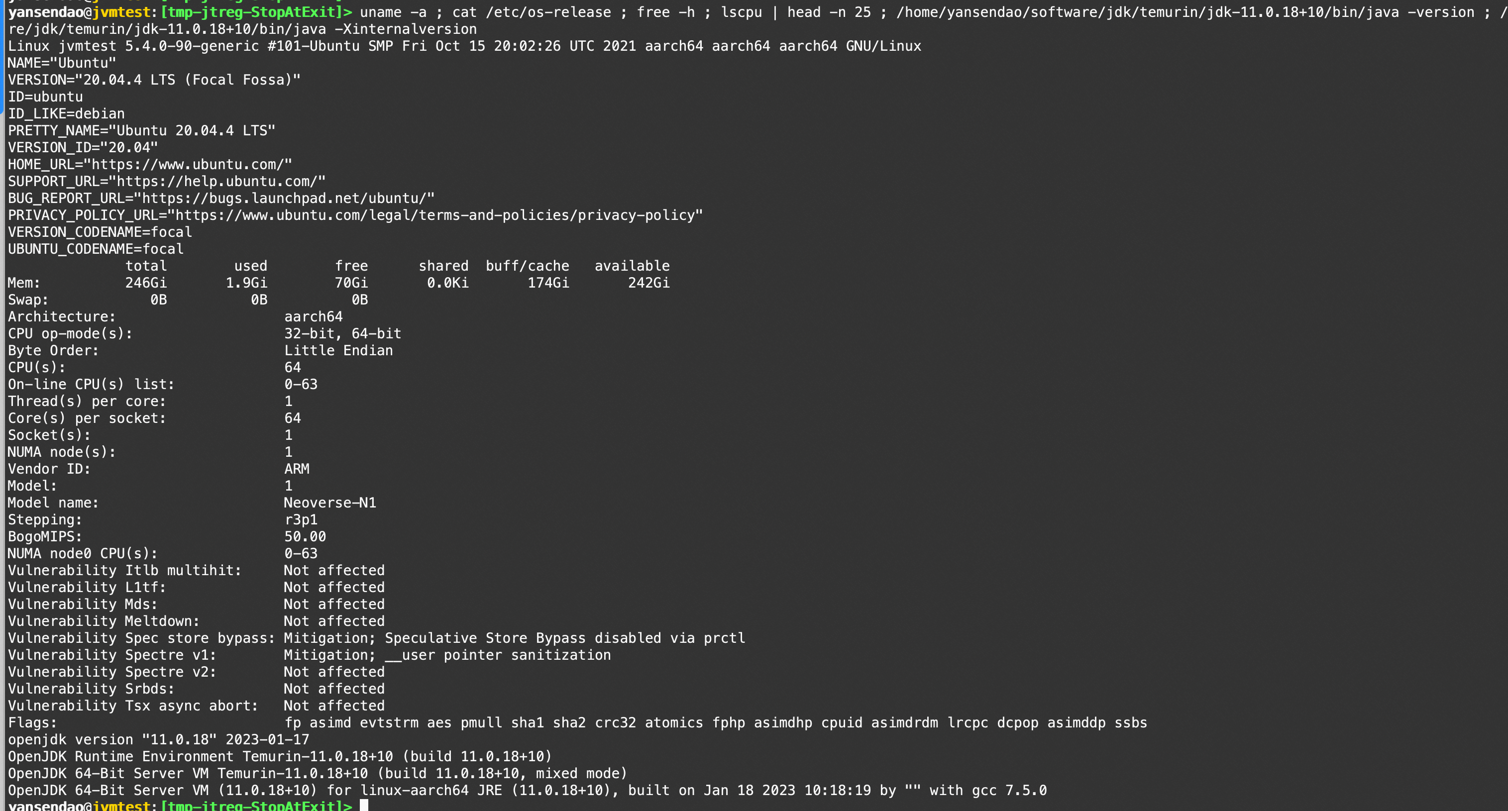 【上游问题】aarch64平台-Xcomp选项runtime/Thread/StopAtExit.java随机crash：# C ...
