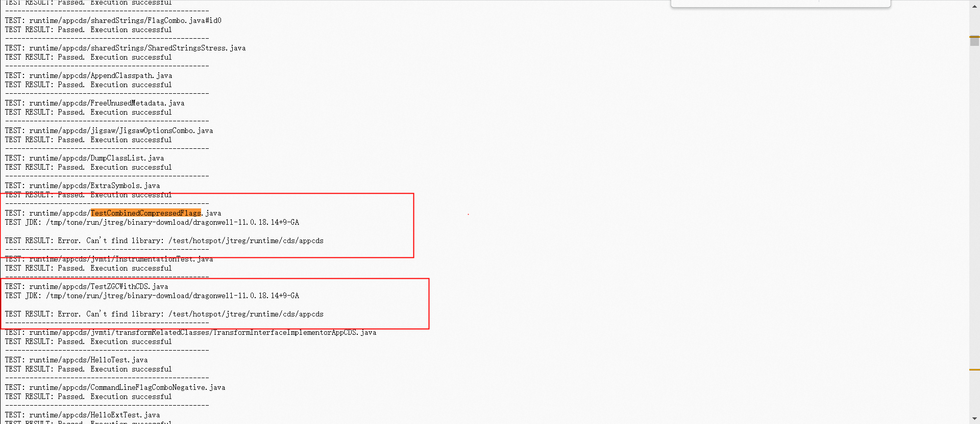 [TESTBUG]["11.0.19.14" 2023-04-18]runtime/appcds ...