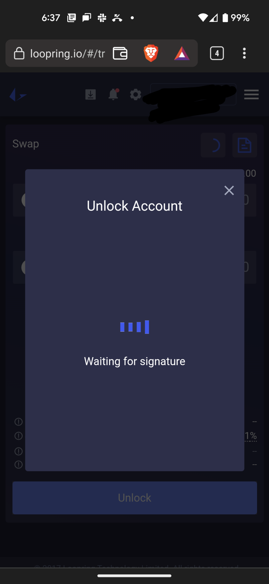 [wallet] Can't unlock Loopring L2 account on Android · Issue #25976 · brave/brave-browser · GitHub