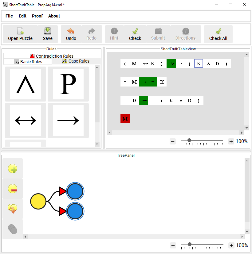 [BUG] Short Truth-Table: Applying Operator Case Rules leads to red ...