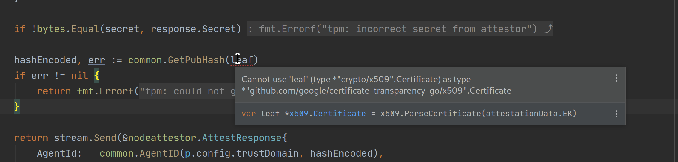 x509 Certificate type mismatch causing build to fail · Issue #5 · bloomberg/spire-tpm-plugin ...