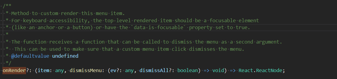 Contextual Menu: onRender function is not of type IRenderFunction · Issue #4665 · microsoft ...