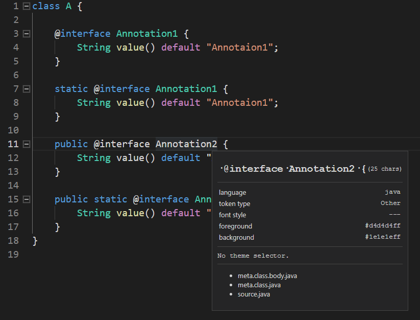 Inner Annotation Class Not Tokenized After Some Modifiers · Issue 191 · Atom Language Java · Github