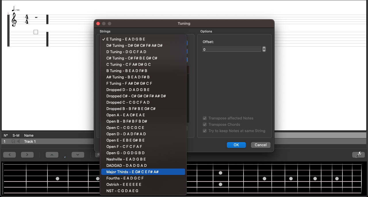 wrong tuning and nice to have separate tunings configuration on user ...