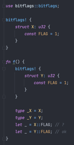 Completion for bitflags!()-generated structs is broken (again?) · Issue #10019 · intellij-rust ...