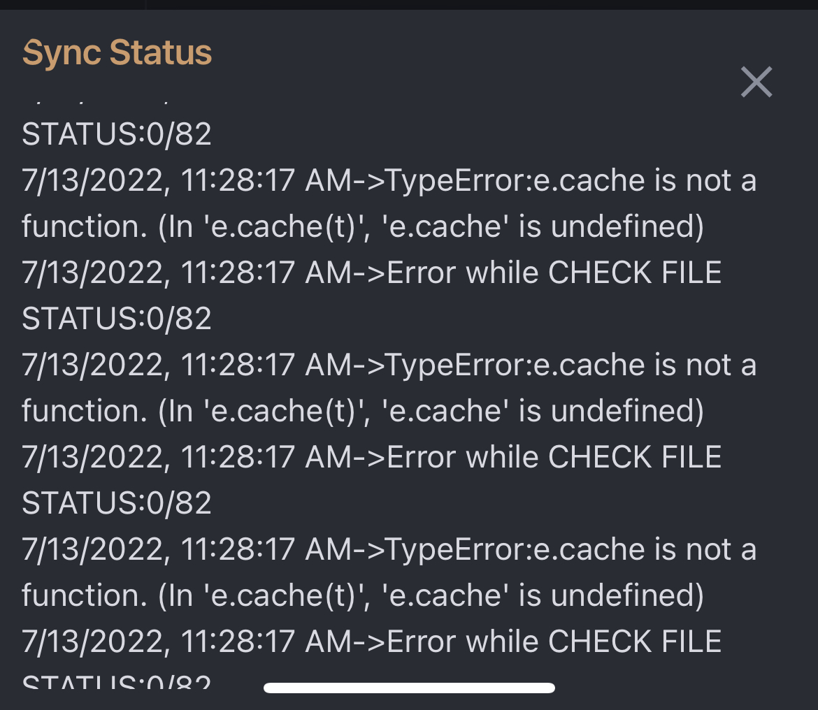 Error while CHECK FILE STATUS - In 'e.cache(t)', 'e.cache' is undefined ...