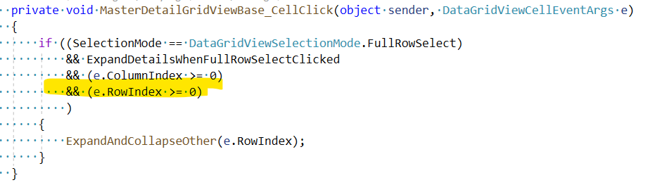 [bug] Clicking On The Header Of The Master Detail Grid Will Cause An Exception · Issue 160