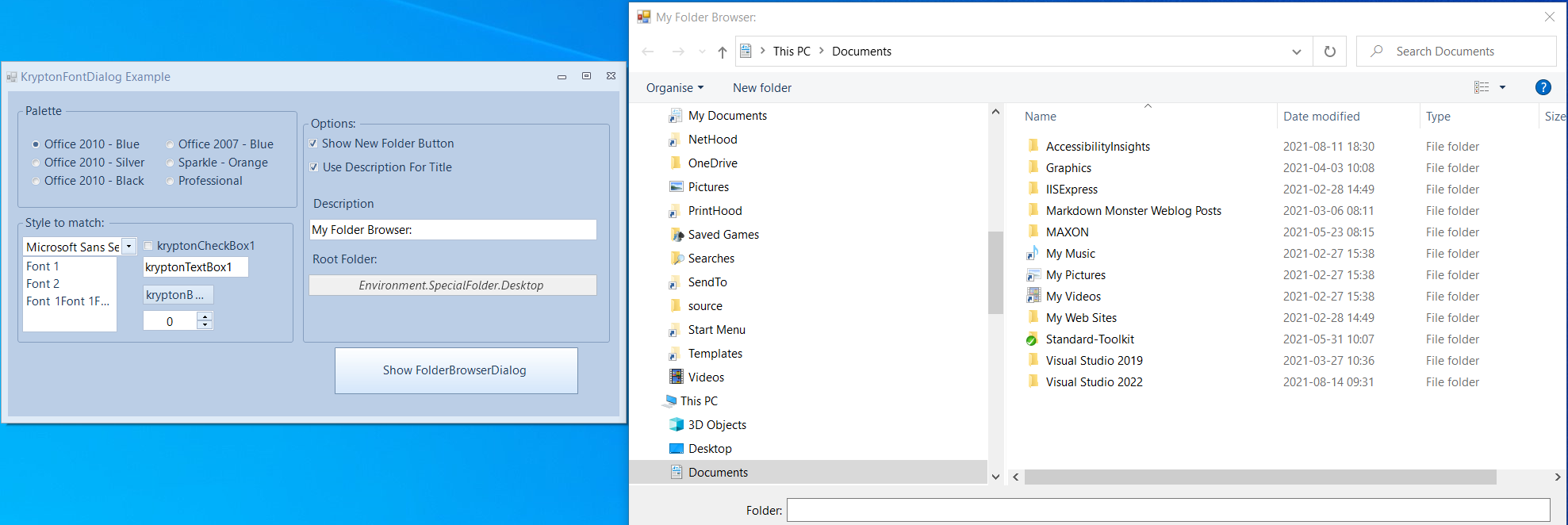 [Feature Request]: "FolderBrowser Dialog" is in the Main Forms elements - Where is Kryptons ...