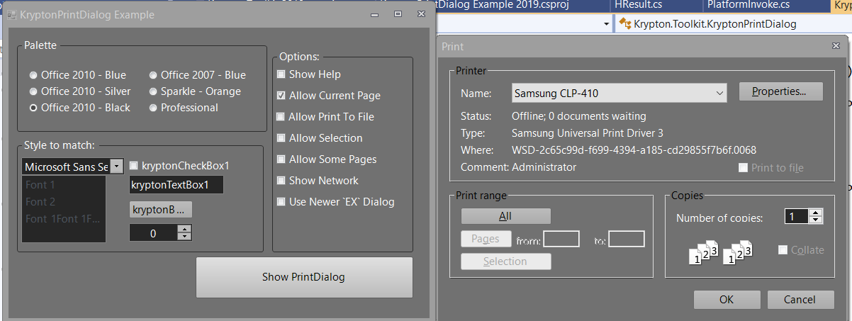 [Feature Request]: "Print Dialog" is in the Main Forms elements - Where is Kryptons' Standard ...