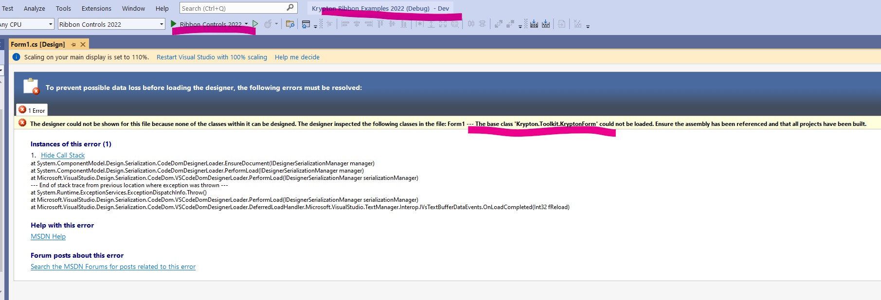[Bug]: Opening the Form Designer within VS2022 causes an Error · Issue ...