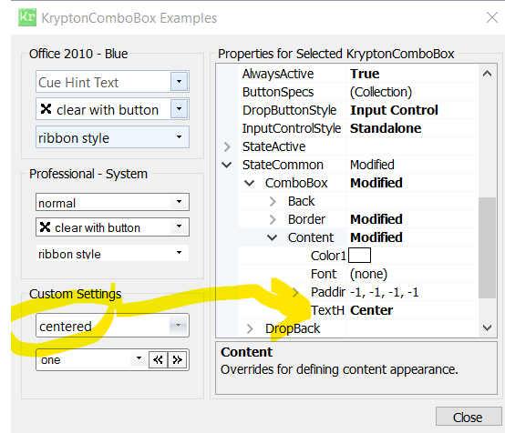 Bug Combobox `center` No Longer Draws Text Centered · Issue 578 · Krypton Suitestandard 