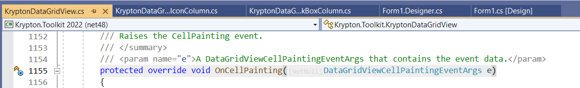 [Bug]: KryptonDataGridView doesn't call the 'paint' method of Custom ...