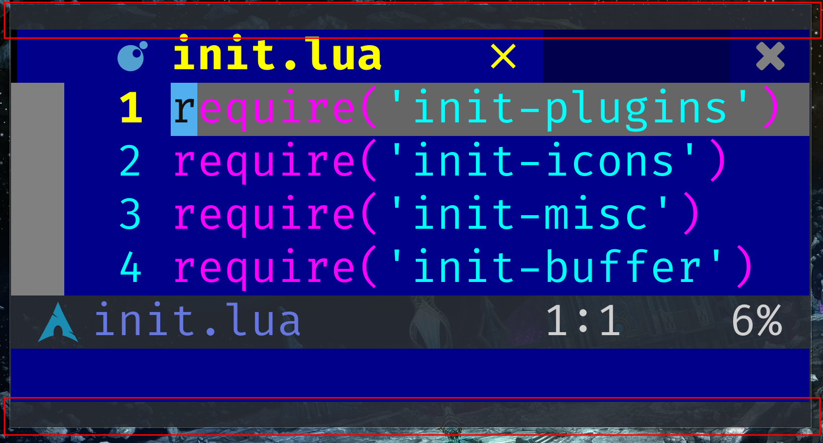 vim/neovim does not fill terminal since it only aligns to characters ...