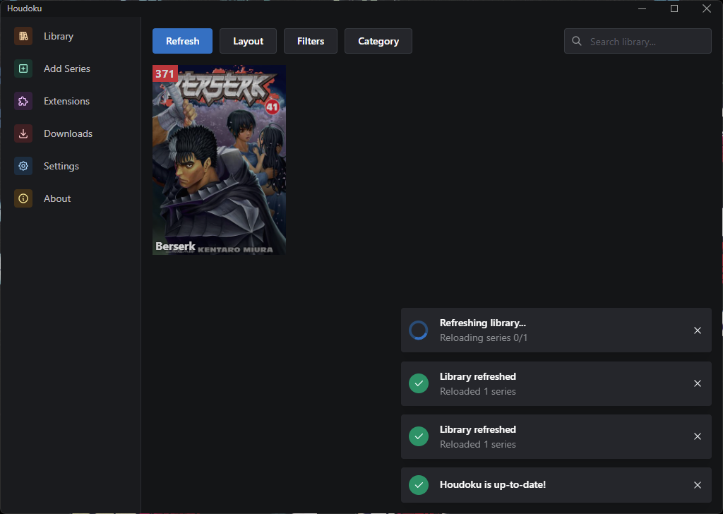 Multiple "Library refreshed" messages upon startup · Issue #268 · xgi/houdoku · GitHub