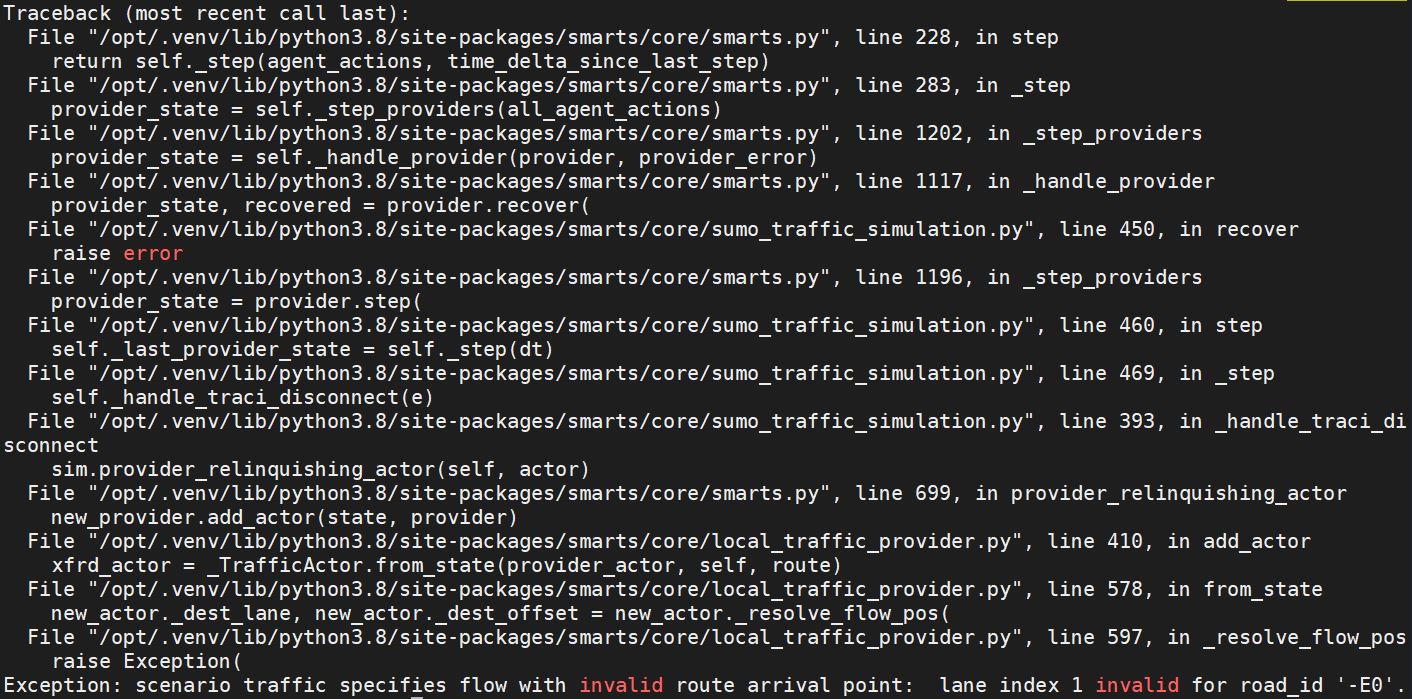 scenario traffic specifies flow with invalid route arrival point ...