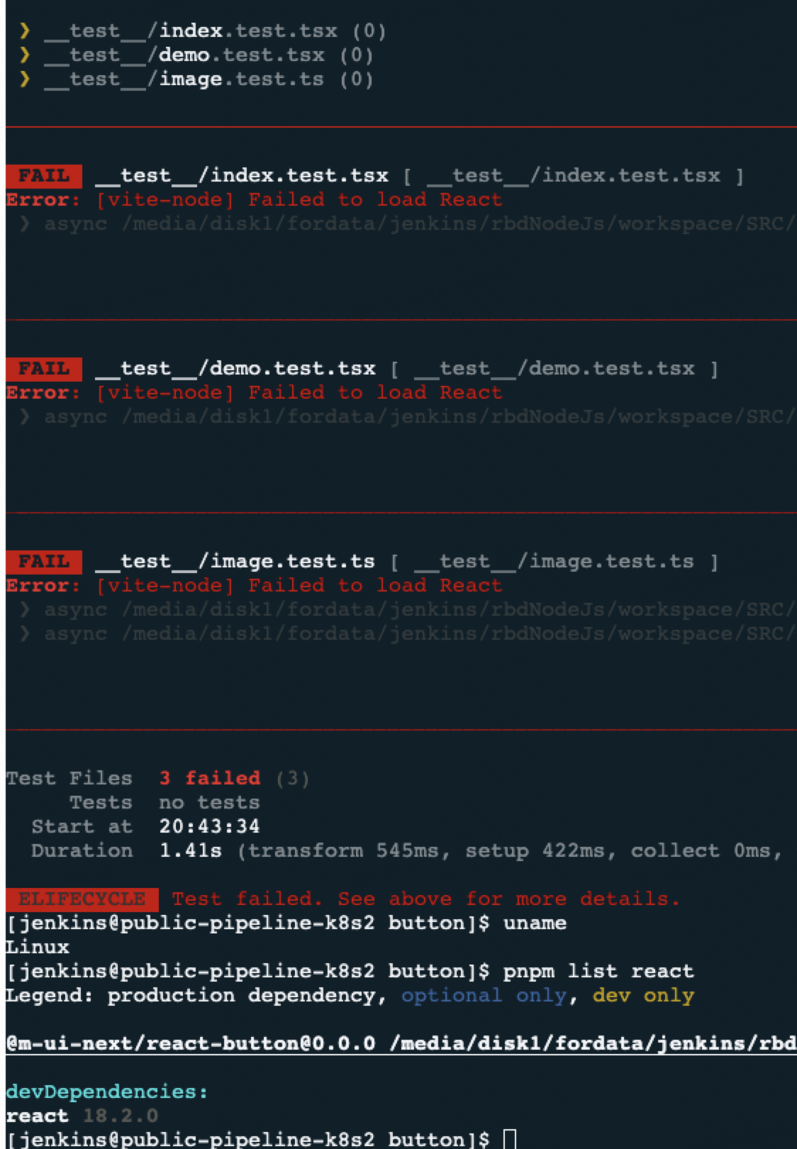 Linux下vitest运行出错 Failed To Load React · Issue 2208 · Vitest Dev Vitest · Github