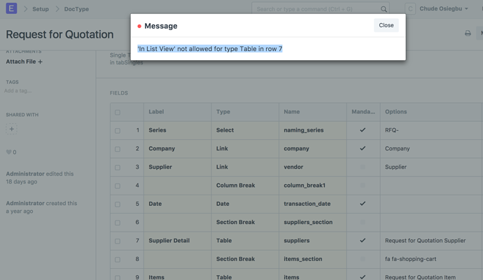 Bug: Error modifying "Request for Quotation doctype" in develop branch · Issue #9575 · frappe ...