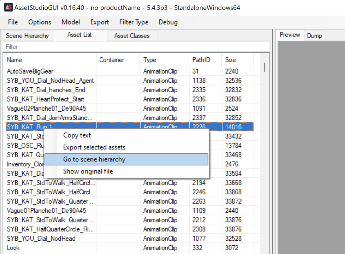 Syberia 3 animation clips, can't export · Issue #997 · Perfare/AssetStudio · GitHub