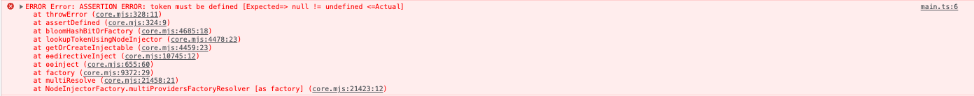 ERROR Error: ASSERTION ERROR: token must be defined [Expected=> null != undefined