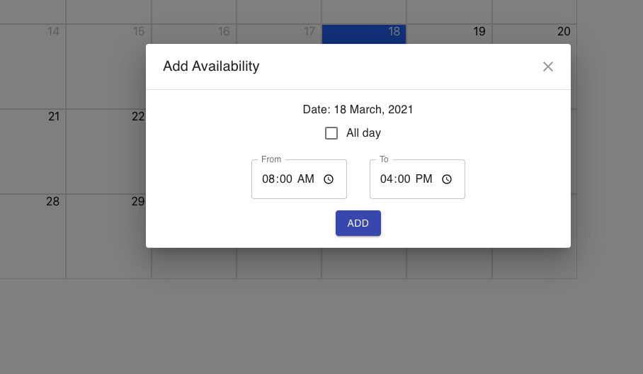 GitHub - quddd/availability-calendar: React Calendar that allows users ...