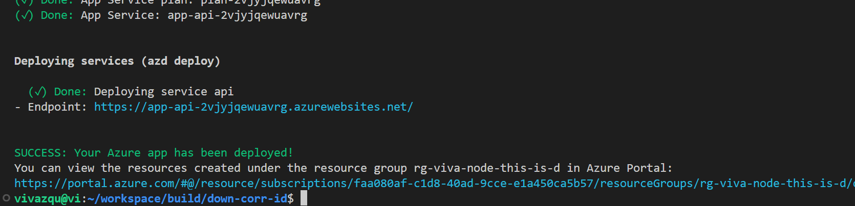 Print out RG deployment portal blade and correlation id at the end of `azd deploy/up` · Issue ...