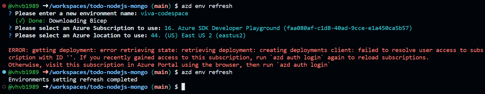 Azd Env Refresh Requires Two Runs To Work · Issue 1956 · Azureazure