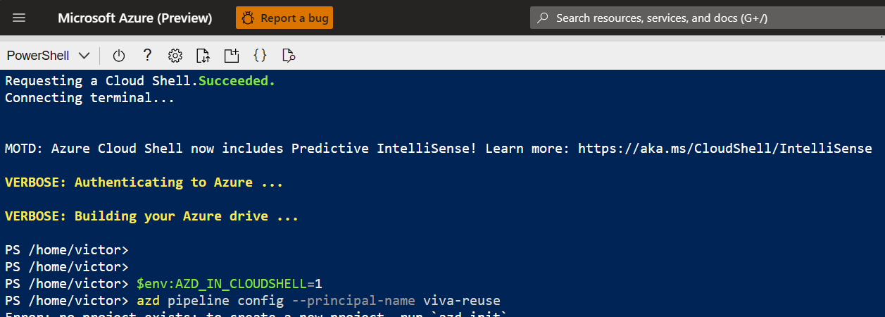 "Azd pipeline config" failed with cloud shell in Linux desktop · Issue #2410 · Azure/azure-dev ...