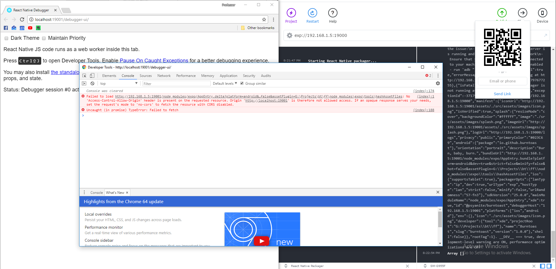 Expo 25 remote debugging doesn't work on native device · Issue #1351 · expo/expo · GitHub