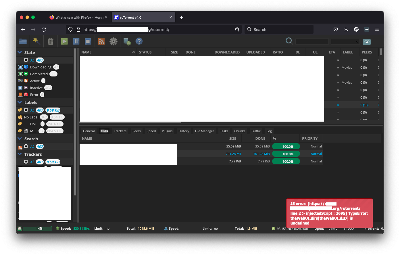 Issues with files tab after changing view setting to list · Issue #2405 · Novik/ruTorrent · GitHub