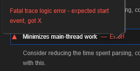 JS, main-thred & 3rd party 'ERROR!' · Issue #9700 · GoogleChrome/lighthouse · GitHub