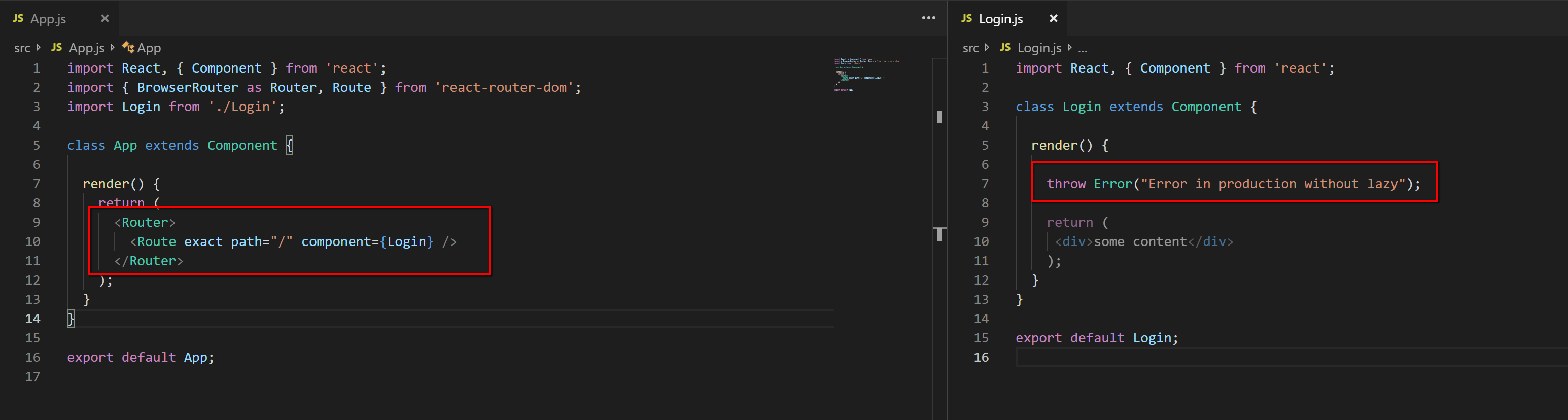 React router with lazy components is not listing errors in Production ...
