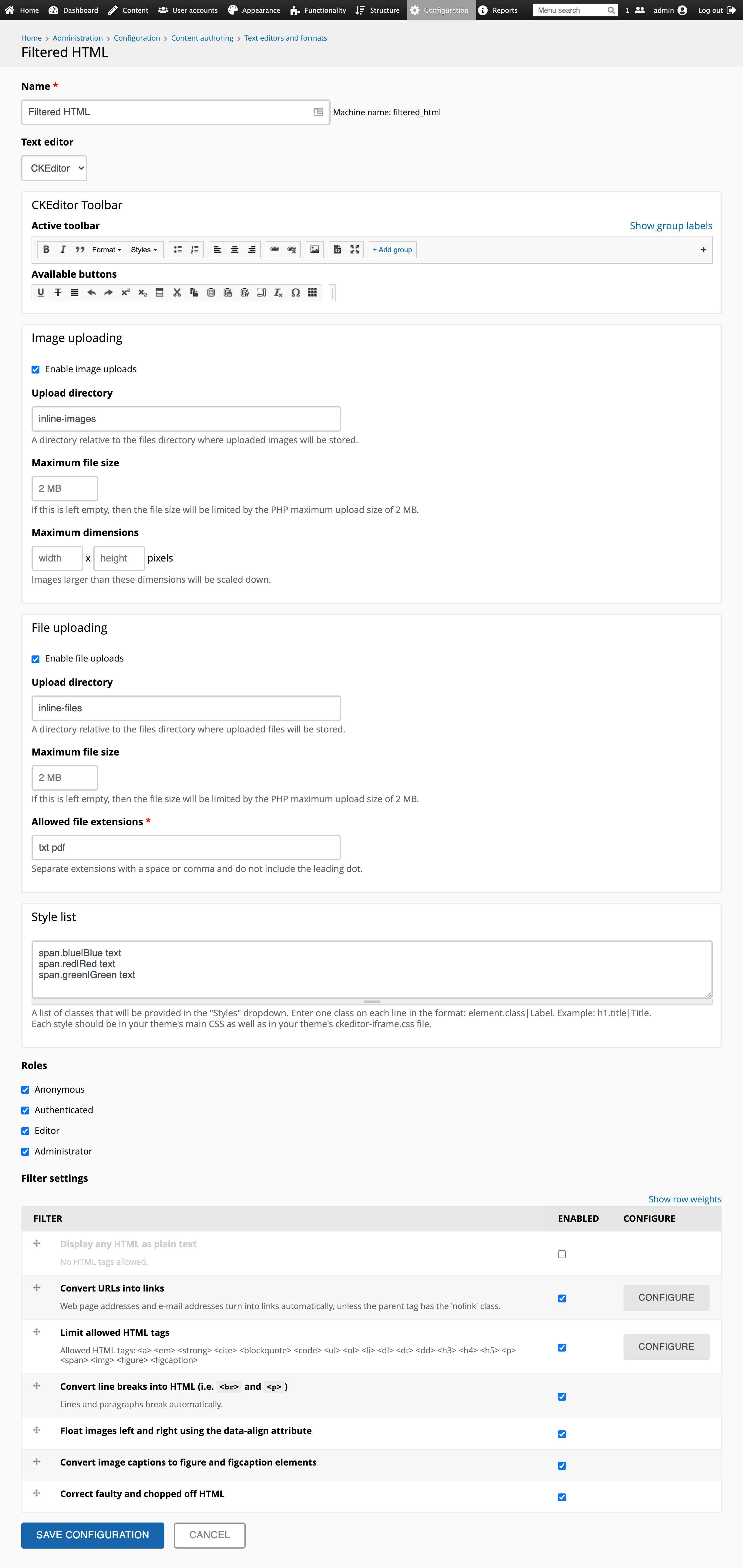 [D8][UX] Text format configuration form: render CKEditor settings as vertical tabs · Issue #5301 ...