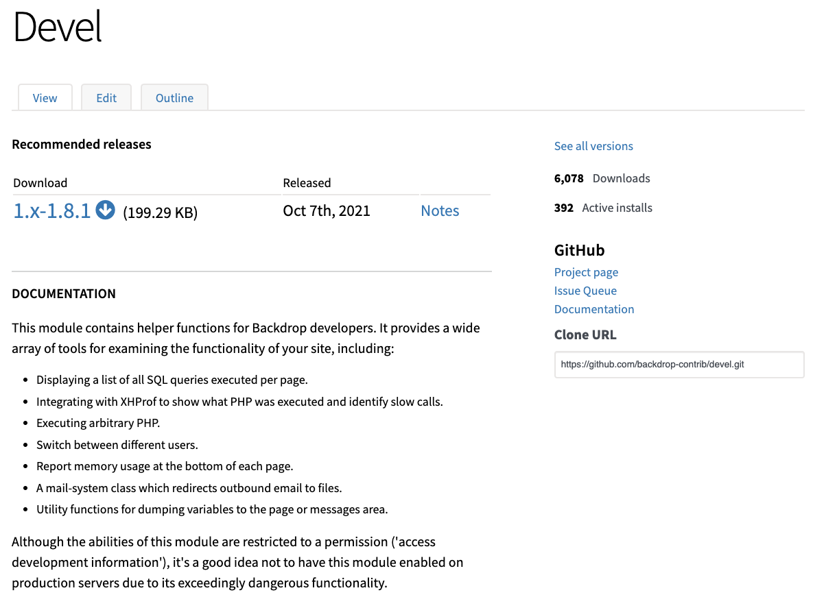 Add a link in the module browser to each module's BackdropCMS.org project page. · Issue #5003 ...