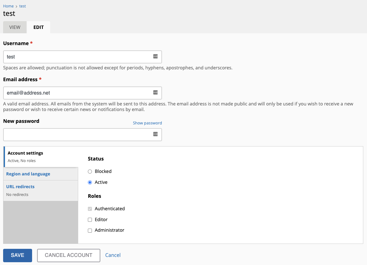 [UX] User edit/create form: render the "Account settings" fieldset as non-collapsible if it is ...