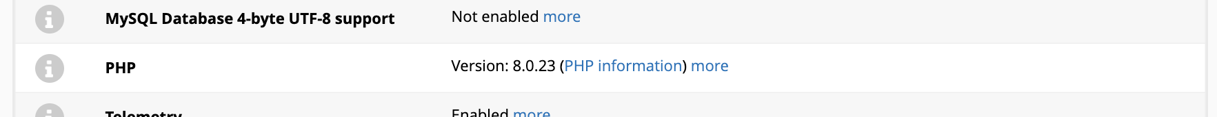 [UX] Consolidate PHP-related information in the status report page, and add some basic PHP ...
