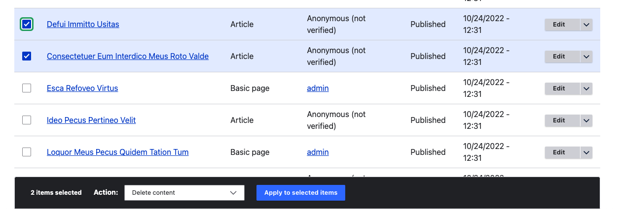 [UX][D10] Show bulk operations only when items have been selected, and hide filters when that ...