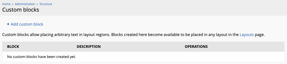 [UX] Link to the Layouts admin page from the Custom blocks admin page. · Issue #1360 · backdrop ...