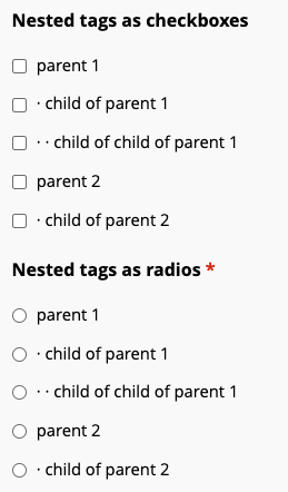 [UX] Add proper indentation to taxonomy checkboxes/radios to denote ...
