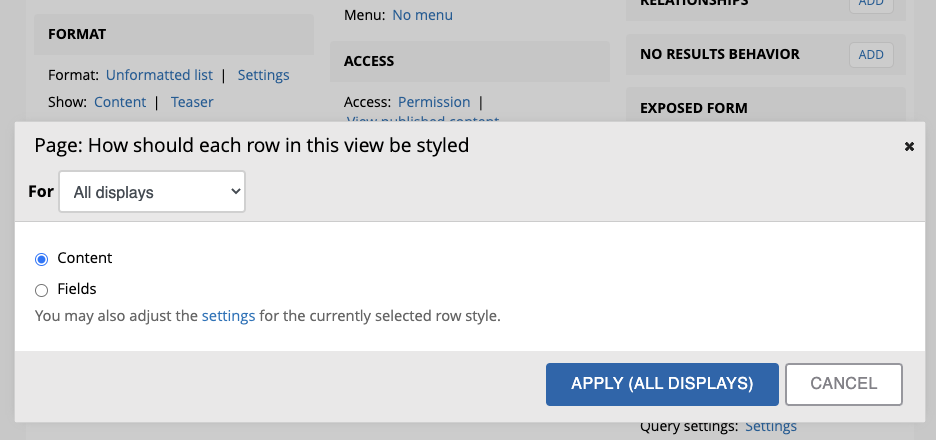 [UX] Views: "You may also adjust the settings for the currently selected row style" is confusing ...