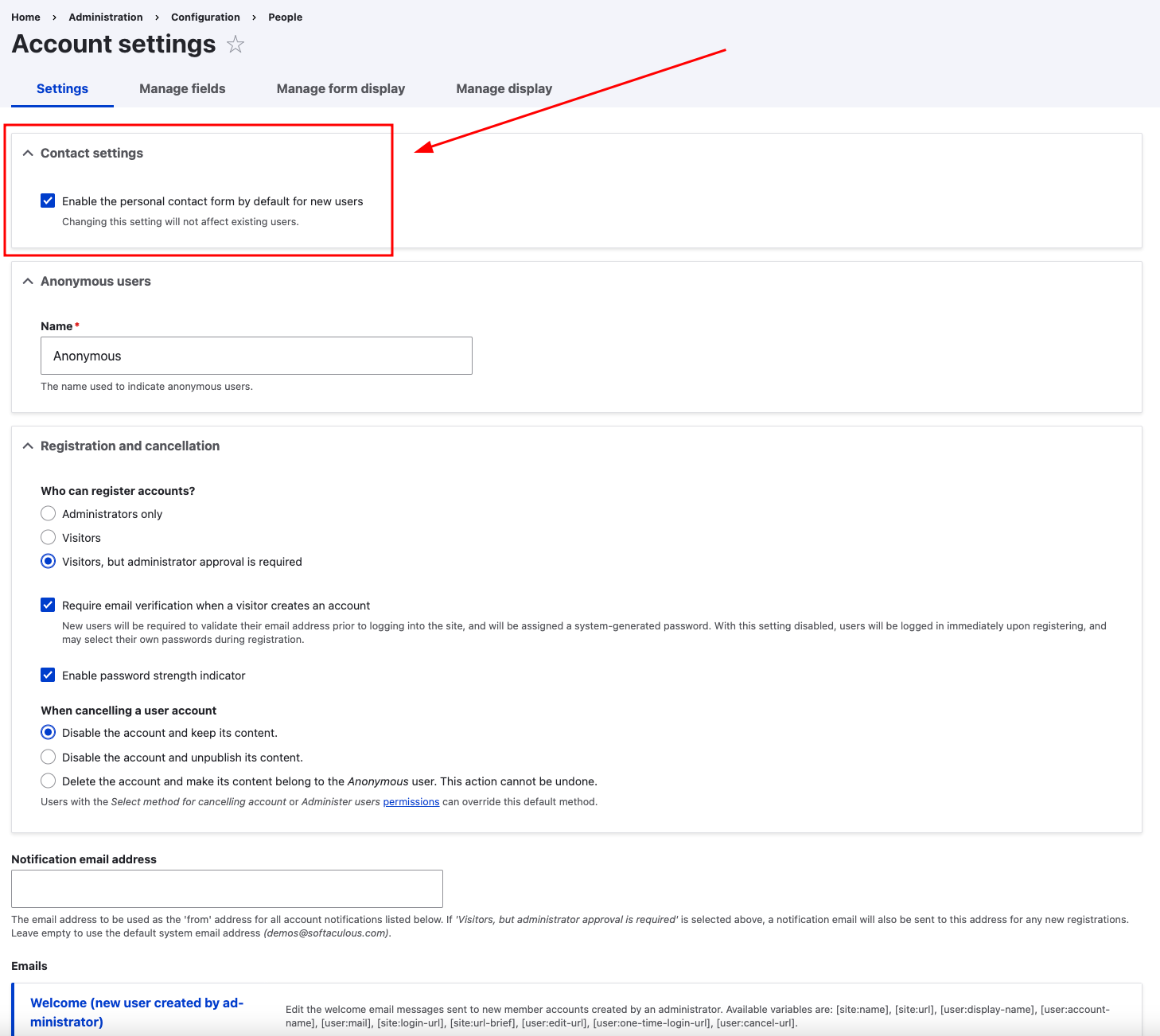 OOTB: Provide an option to globally disable the personal contact forms, and make it the default ...
