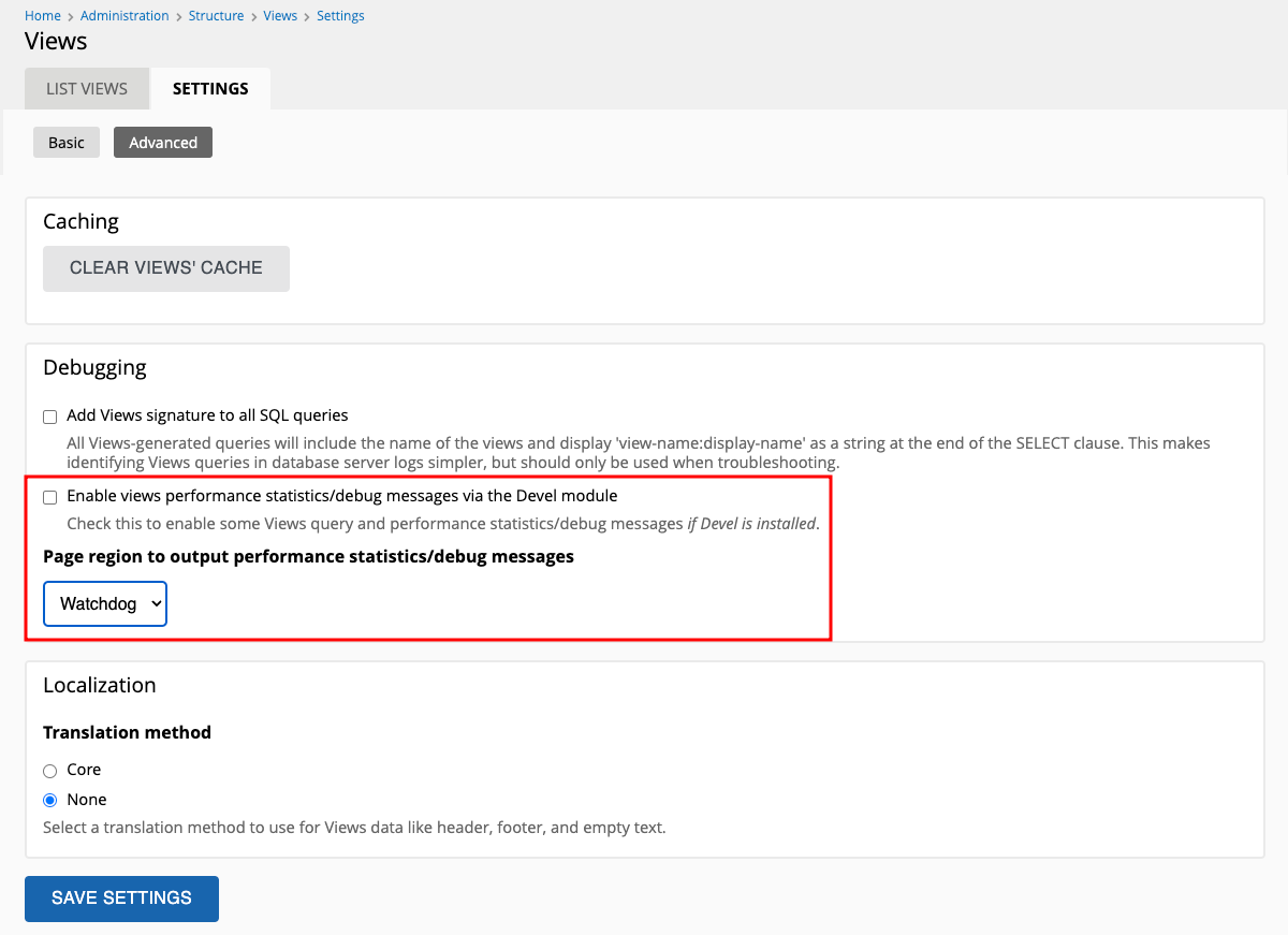 Ux Fix The Various Options In The Debugging Section In The Advanced Views Settings · Issue
