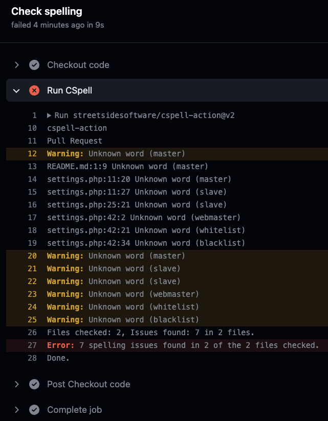 CSpell: Use the "forbidden words" feature to block things like "(web)master", "slave ...