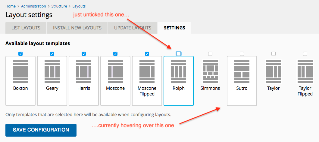Ux Hover Indication Missing From Selected Layout Templates Issue