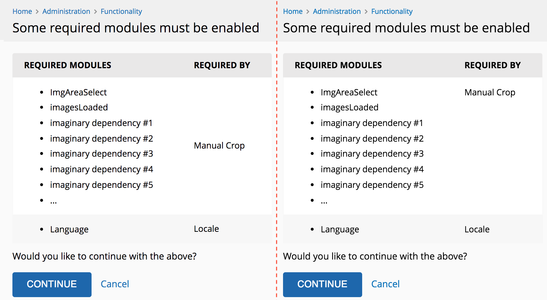 [UX] Module requirements confirmation page re-wording/formatting ...