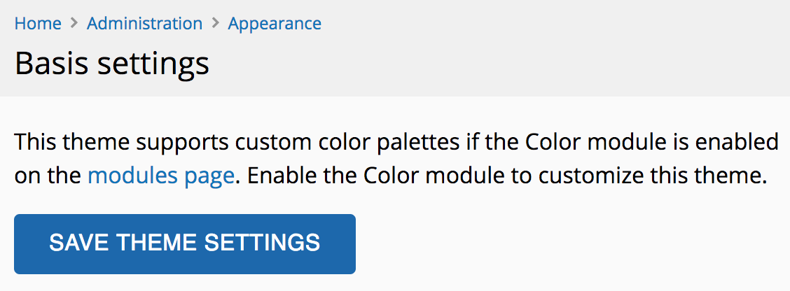 [UX][DX] Improve the message about theme color.module support. · Issue ...