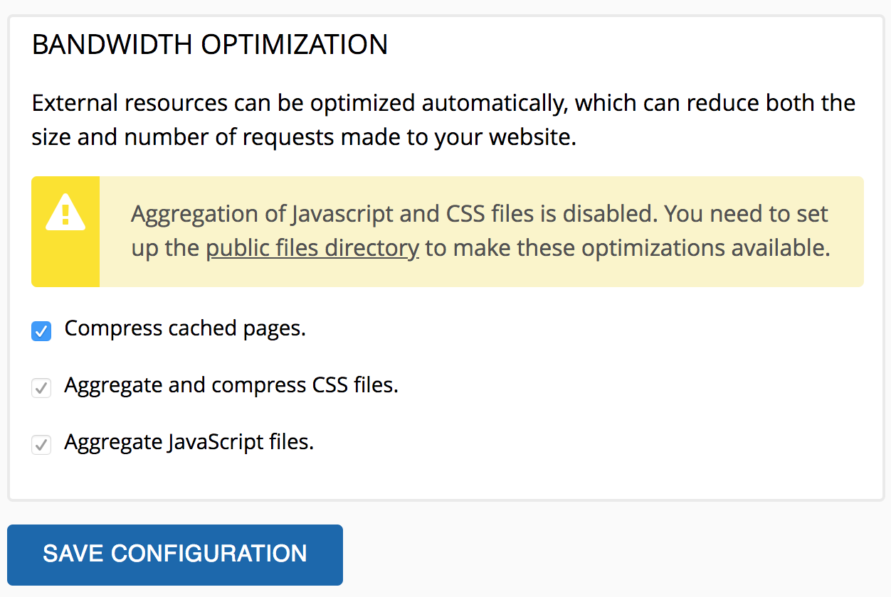 "Aggregation of Javascript and CSS files is disabled." ...but it's actually not · Issue #3503 ...
