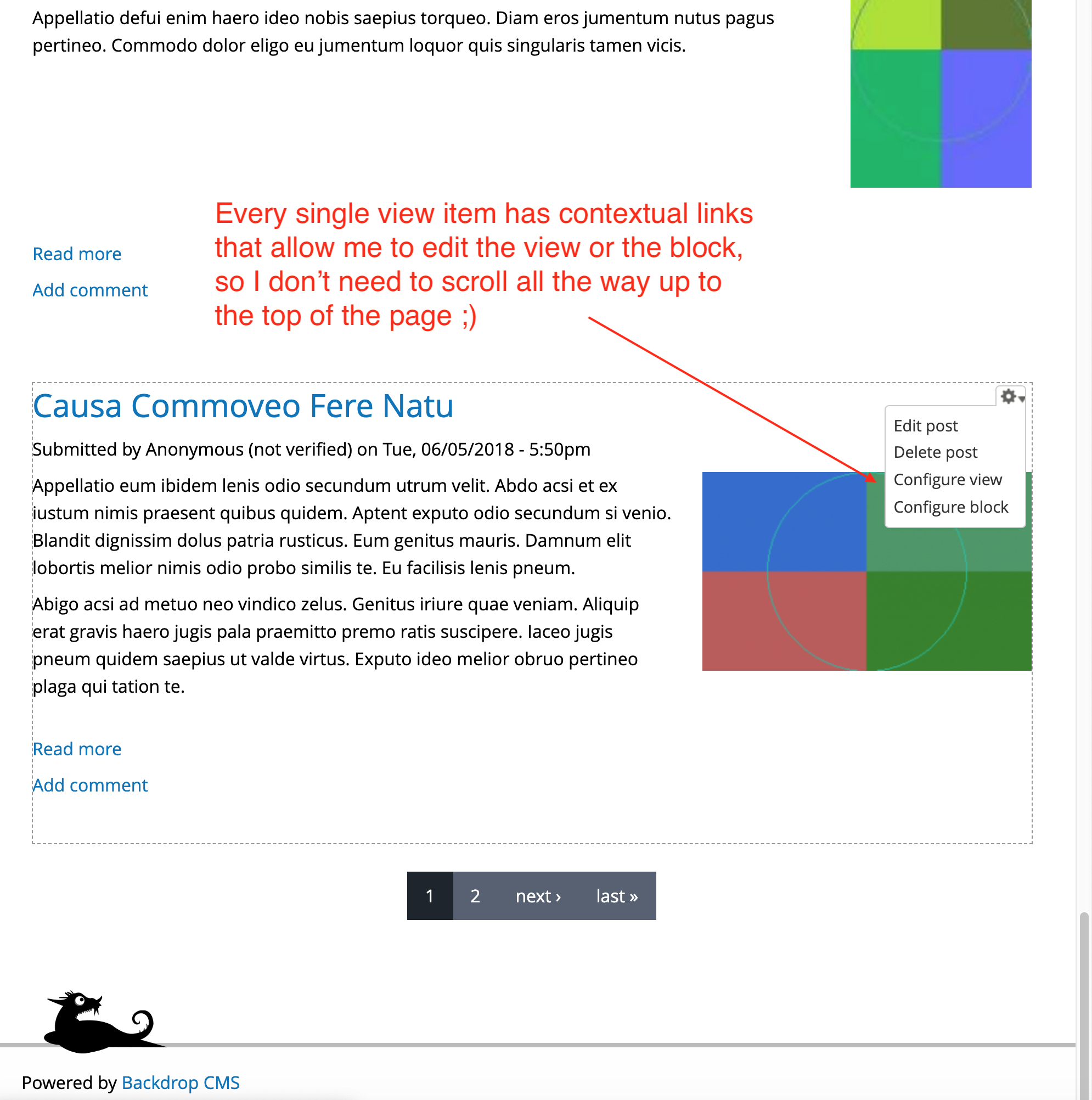 [UX] Contextual links for teaser block views covered by contextual links for nodes · Issue #3615 ...