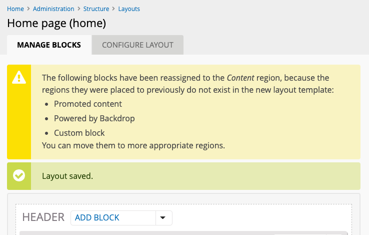 Changing layout templates can result in loss of blocks if there are no ...