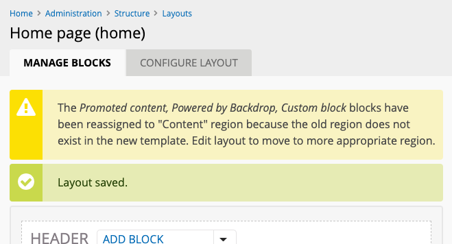 Changing layout templates can result in loss of blocks if there are no ...