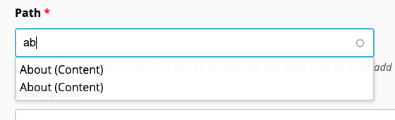 [UX] Enable autocomplete on all link/path fields · Issue #3764 · backdrop/backdrop-issues · GitHub